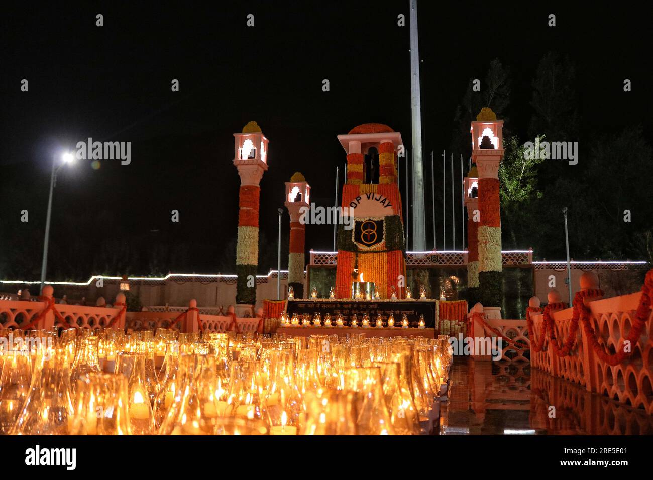 July 25, 2023, Drass Kashmir, India : A view shows the illuminated war ...
