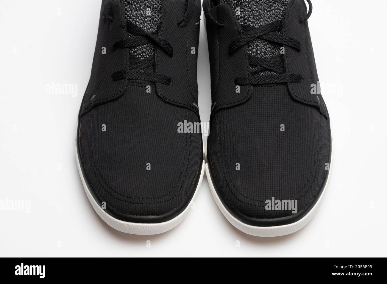 Black cloth material flexible shoes nose isolated on studio background ...