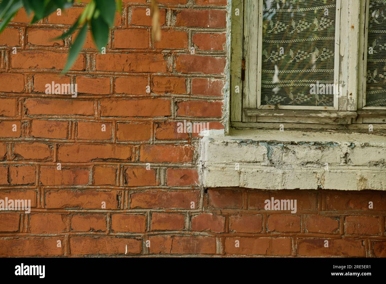 Red brick and brick edge from pillar in front of wall as texture ...
