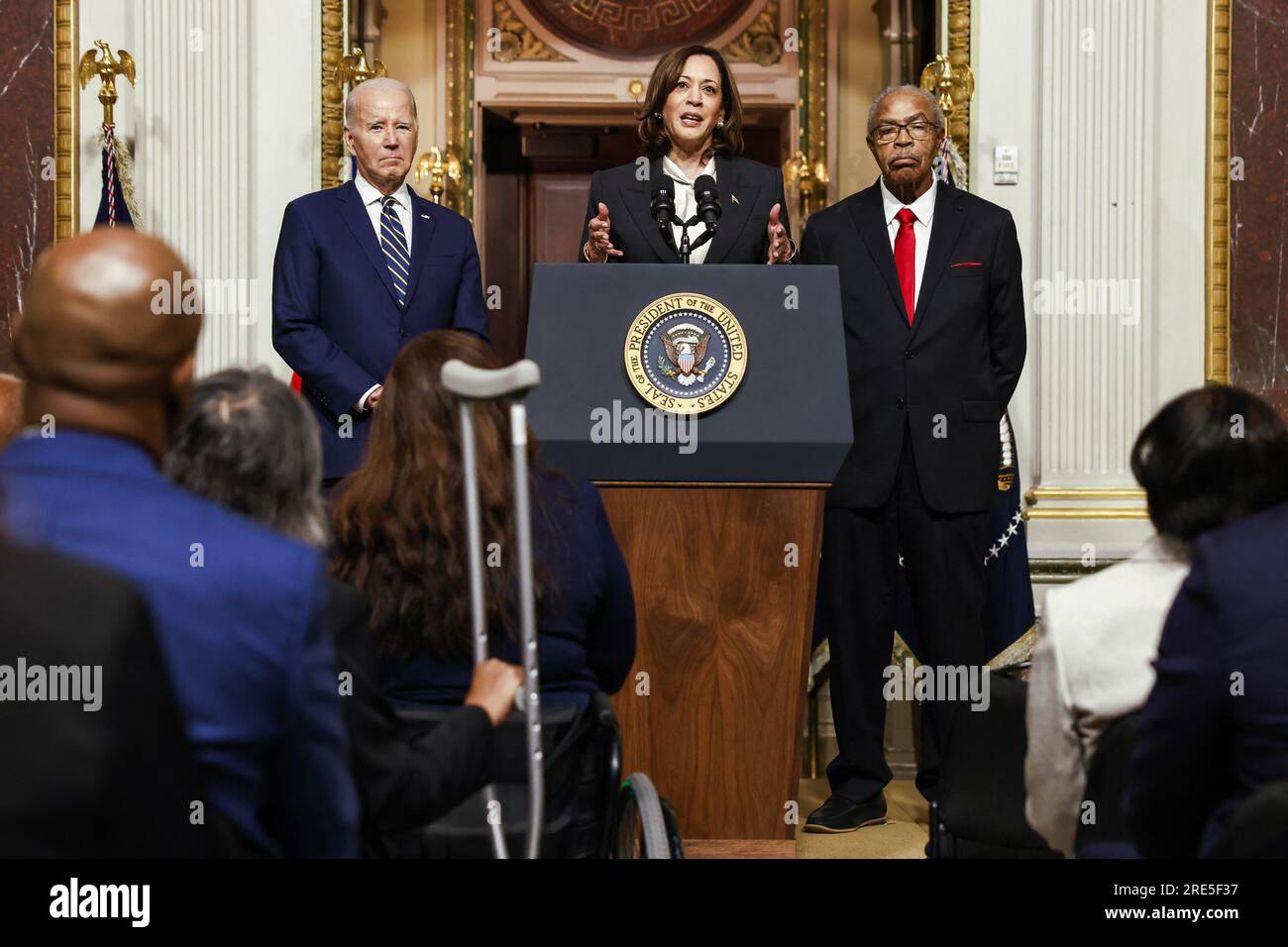President Joe Biden and Reverend Wheeler Parker, Jr look on as Vice ...