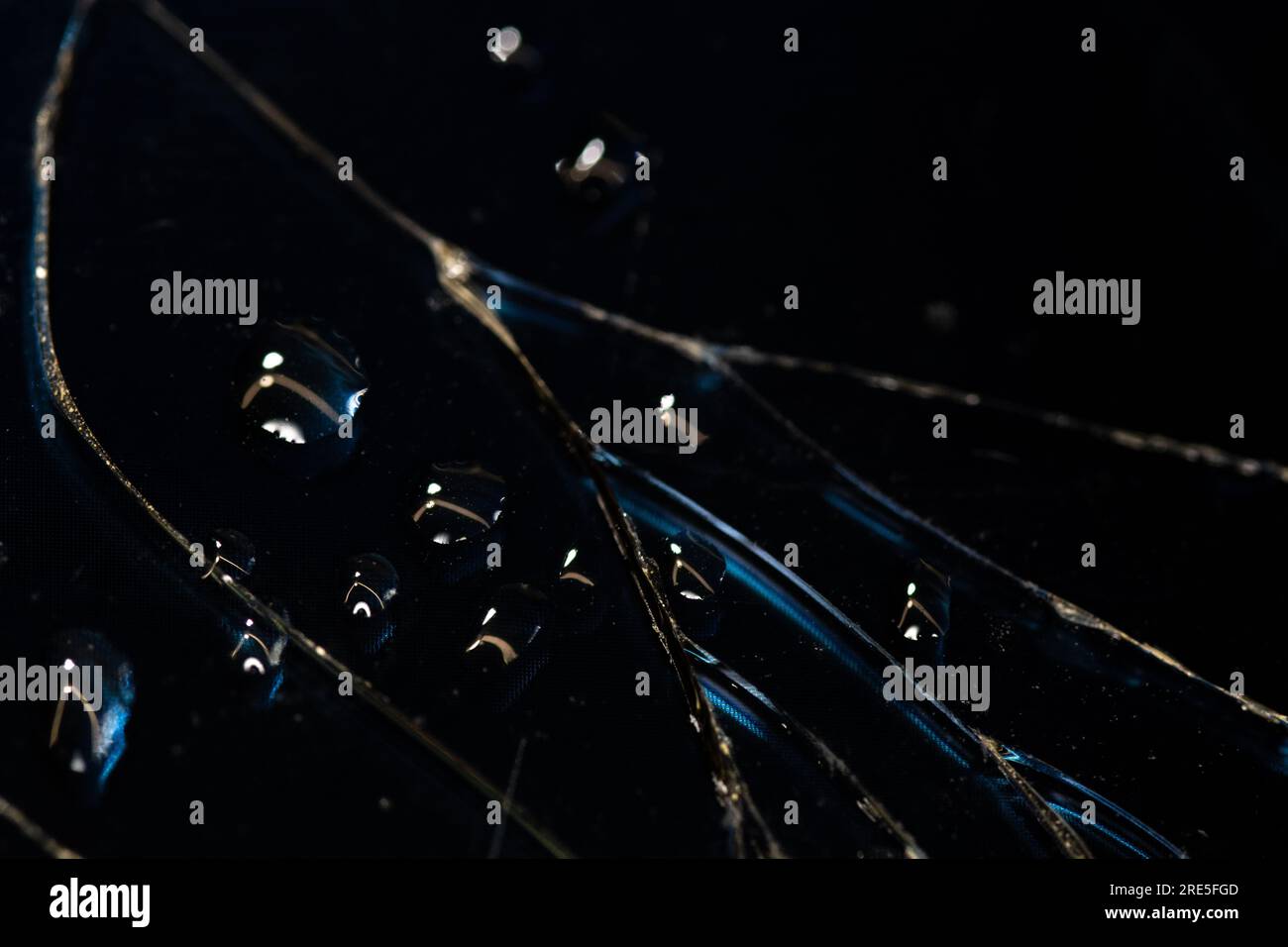 Cracked glass with water drop. Broken glass background with drop of ...