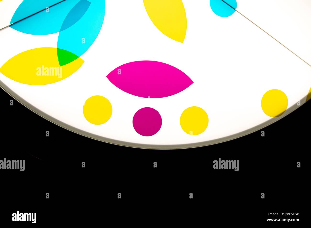 Lightbox with colors and geometric shapes. Exhibit for kids about ...