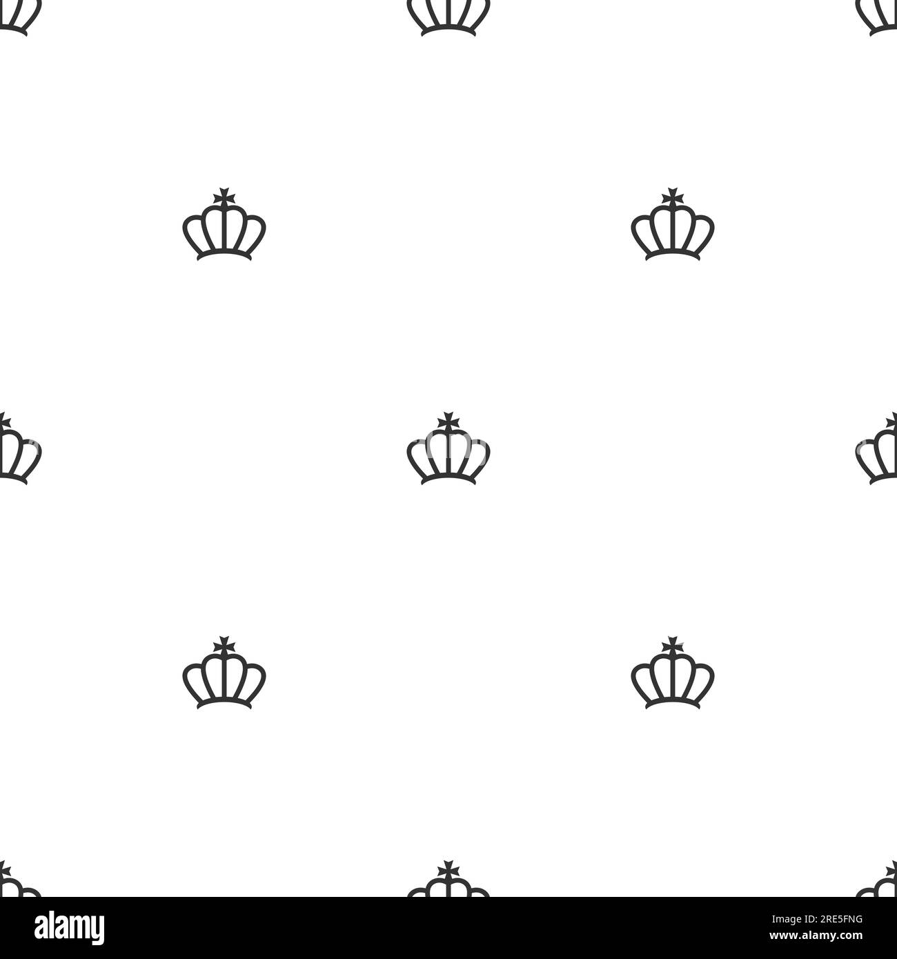Seamless ornament with black crowns on white background. Royal, luxury ...