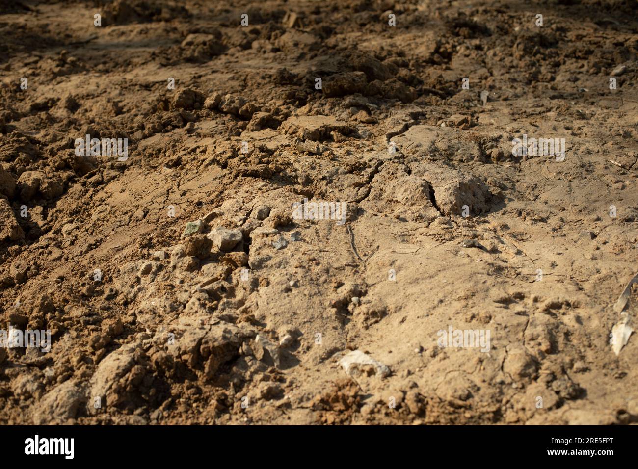Dry land. Excavated soil. Construction site. Sand and clay Stock Photo ...