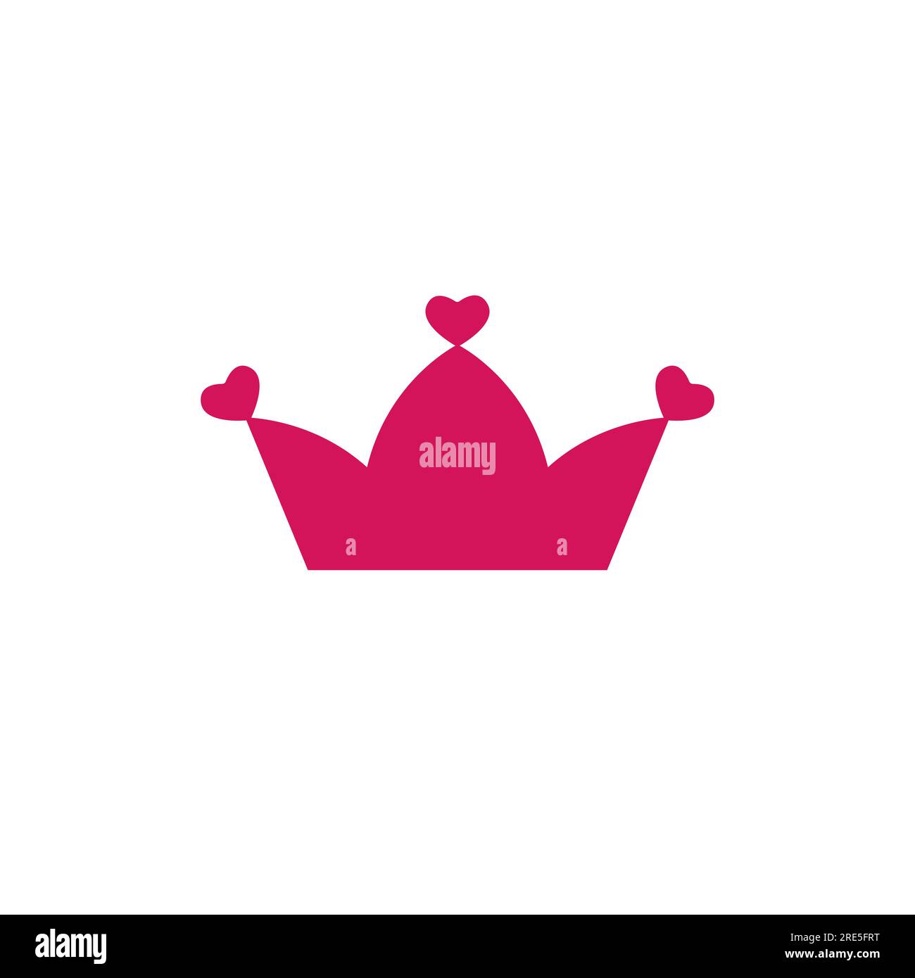 Pink princess crown with heart. Pink crown icon isolated on white ...