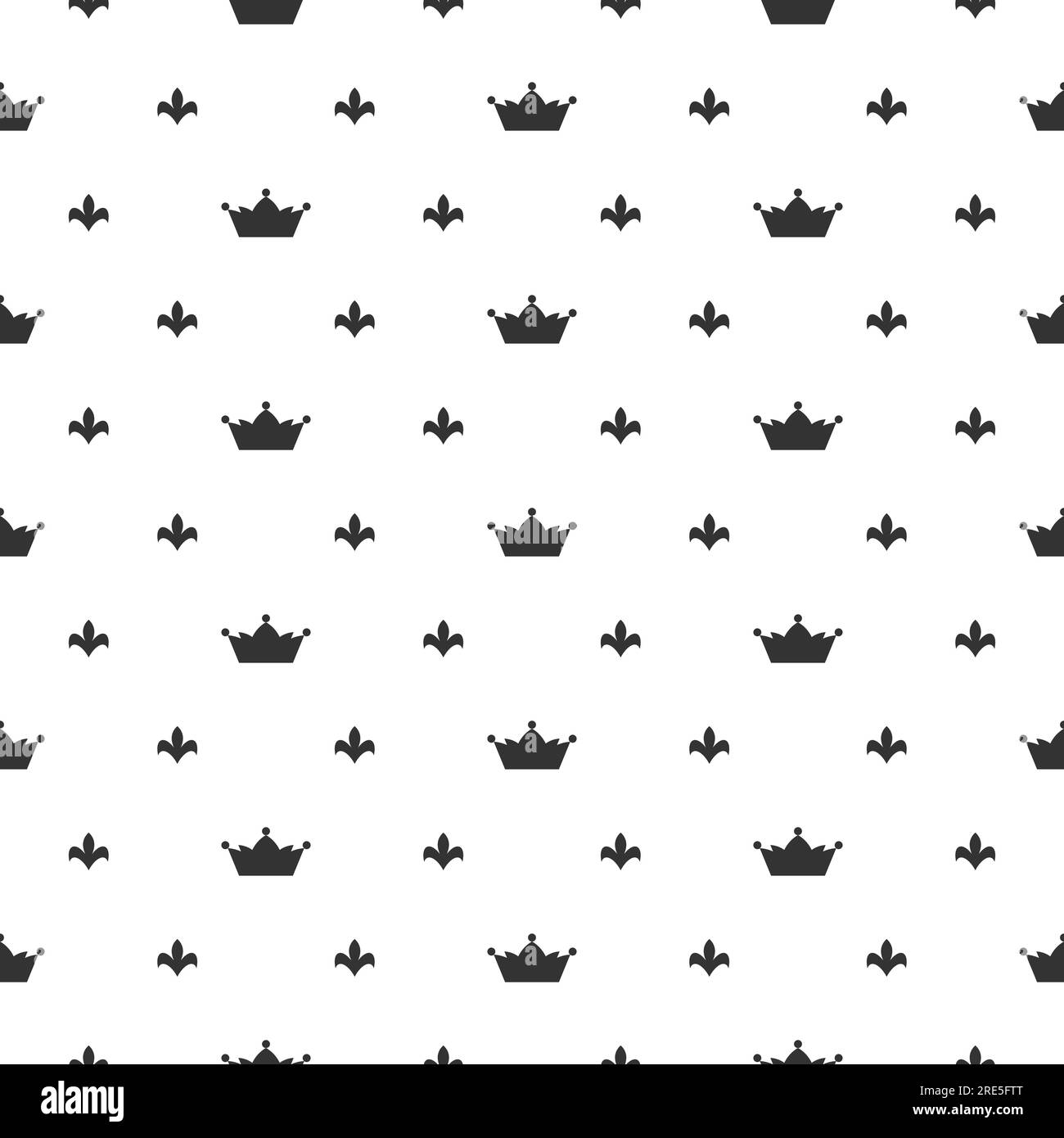 Seamless ornament with black crowns and royal lily on white background ...
