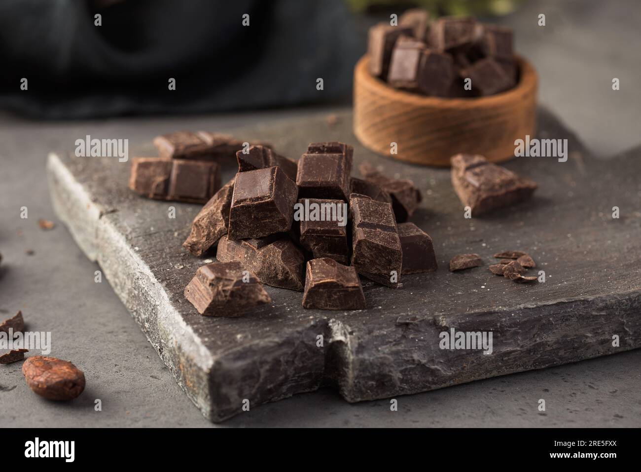 Cubes of dark artisan chocolate. Bitter chocolate Stock Photo - Alamy