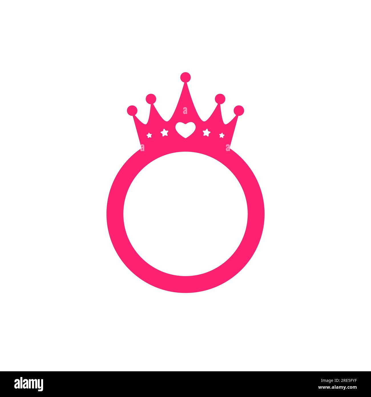 text frame with pink princess crown isolated on white background. Royal ...