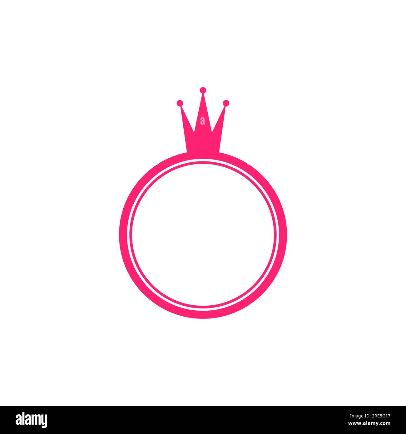 text frame with pink princess crown isolated on white background. Royal ...