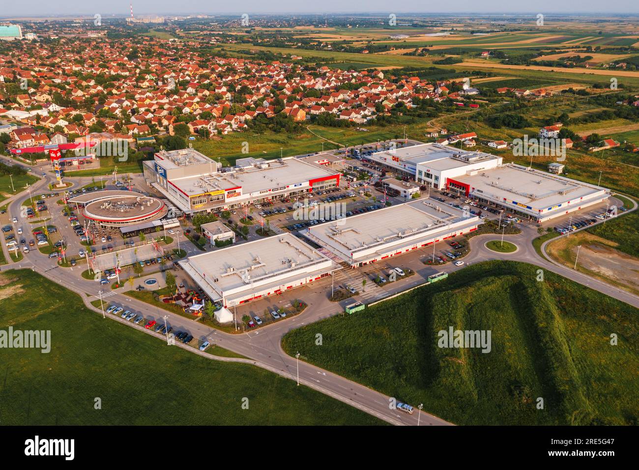 Zrenjanin, Serbia - June 22, 2023: Aerial shot of Big Shopping Center ...