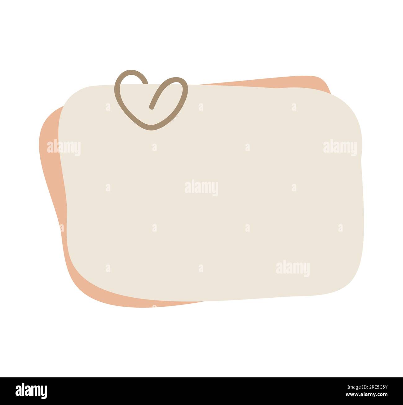 Paper scrap with clip in form of heart, Ripped page piece. Torn note ...