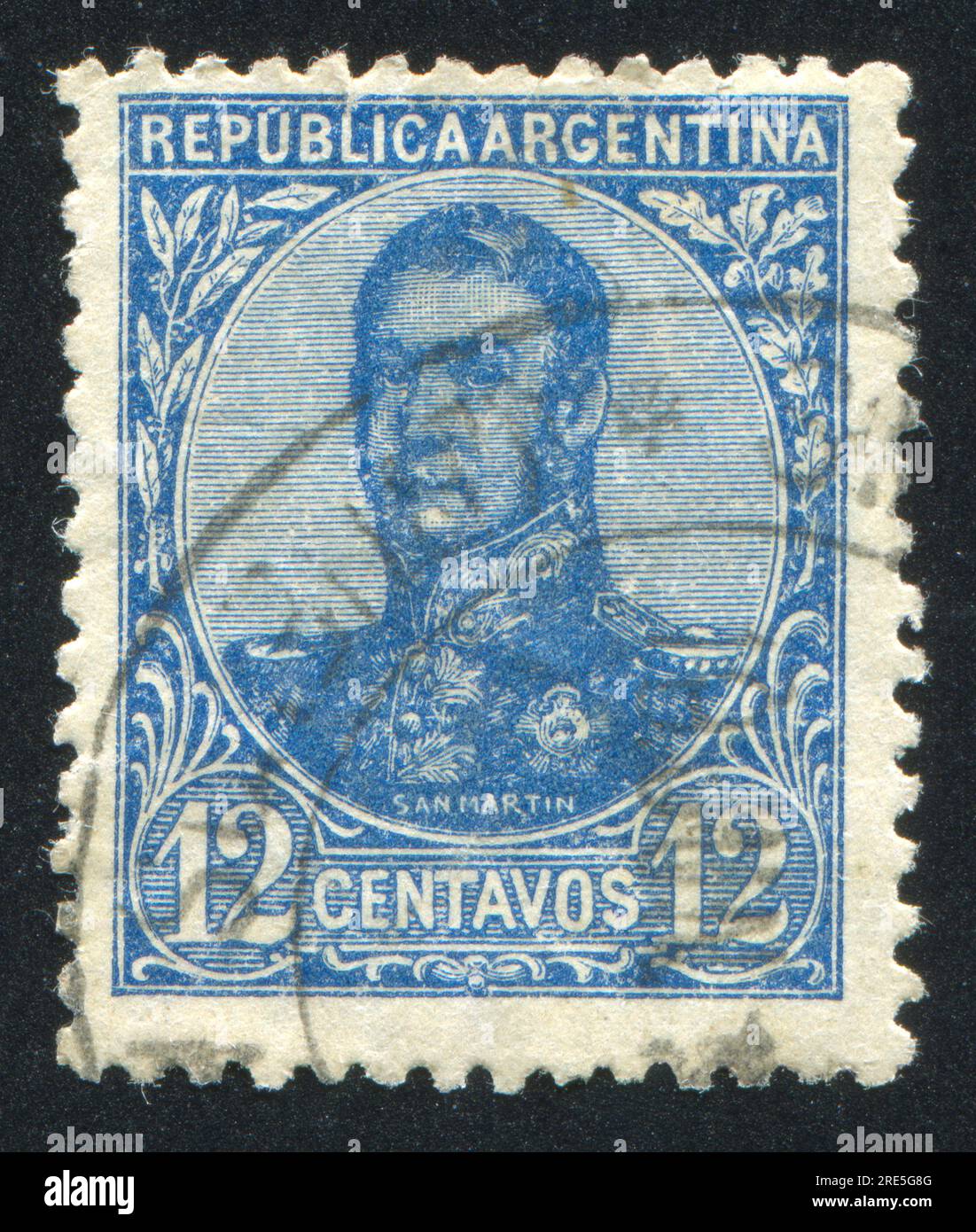 ARGENTINA - CIRCA 1908: stamp printed by Argentina, shows General Jose ...