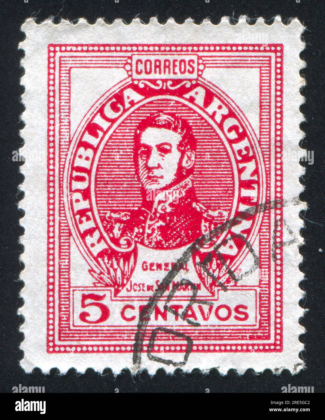 ARGENTINA - CIRCA 1945: stamp printed by Argentina, shows General Jose ...