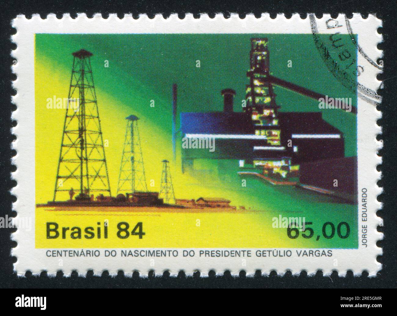 BRAZIL - CIRCA 1984: stamp printed by Brazil, shows oil drilling, circa ...