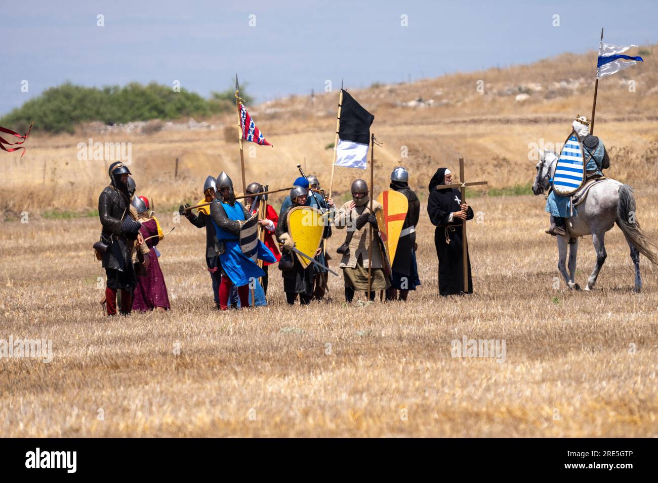 Reenactment of the Battle of Horns of Hattin.Clad in 12th century-style ...