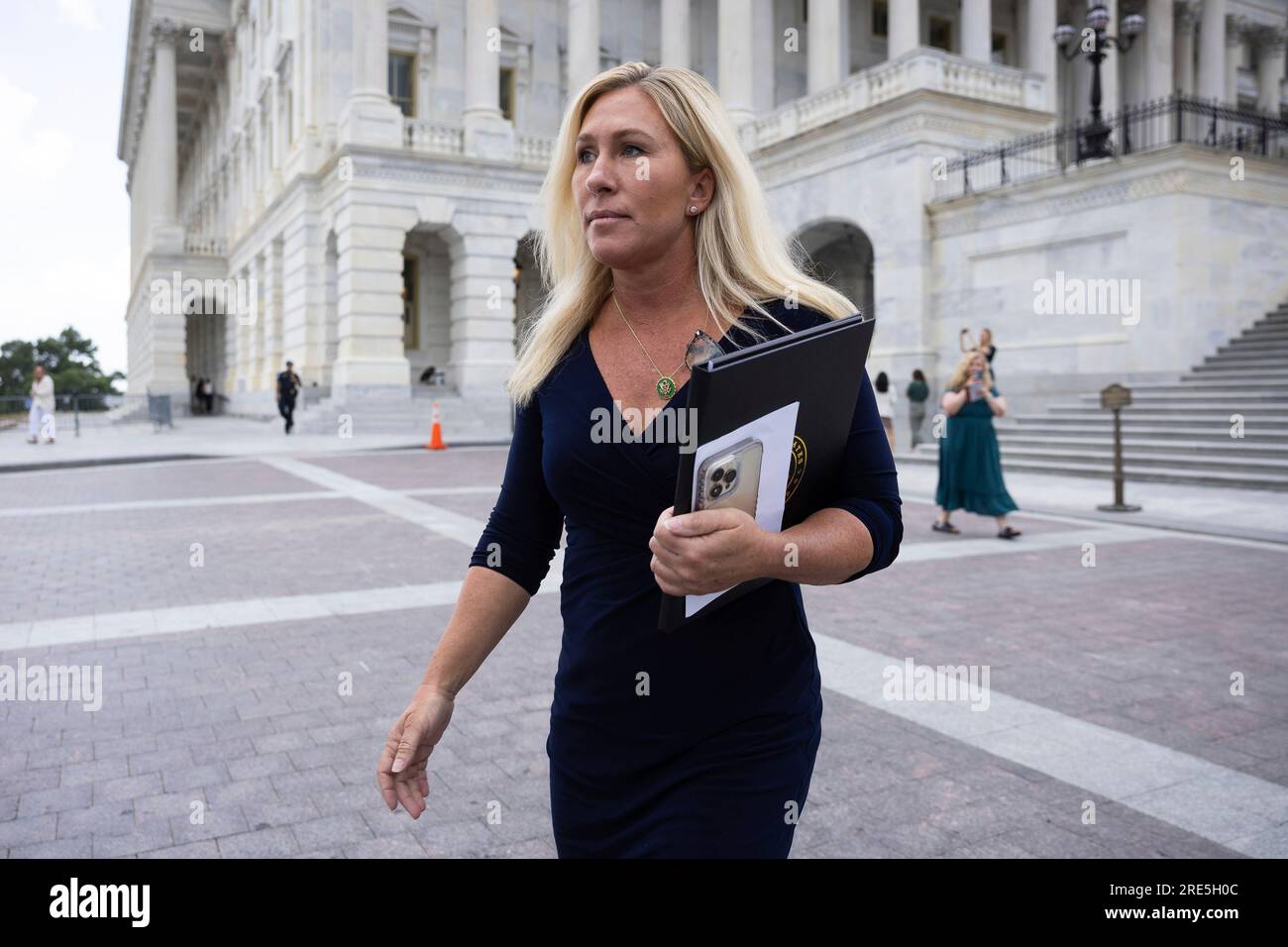 Rep. Marjorie Taylor Greene (R-Ga.) is seen outside the U.S. Capitol ...