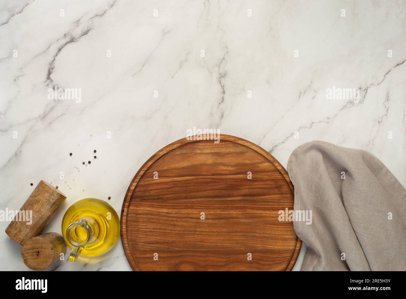 Gray cooking background with spices, oil and other kitchen tools Stock ...