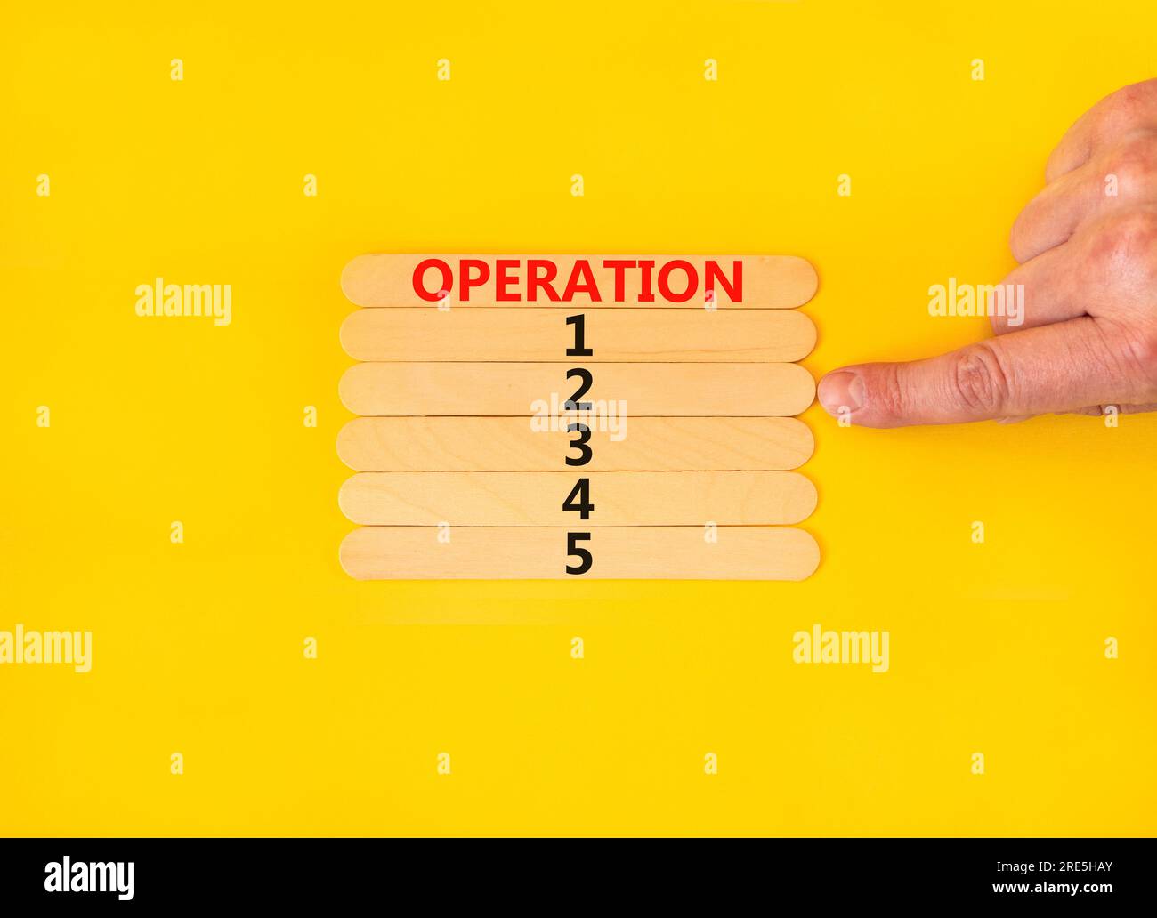 Time to operation 2 symbol. Concept word Operation 1 2 3 4 5 on wooden ...
