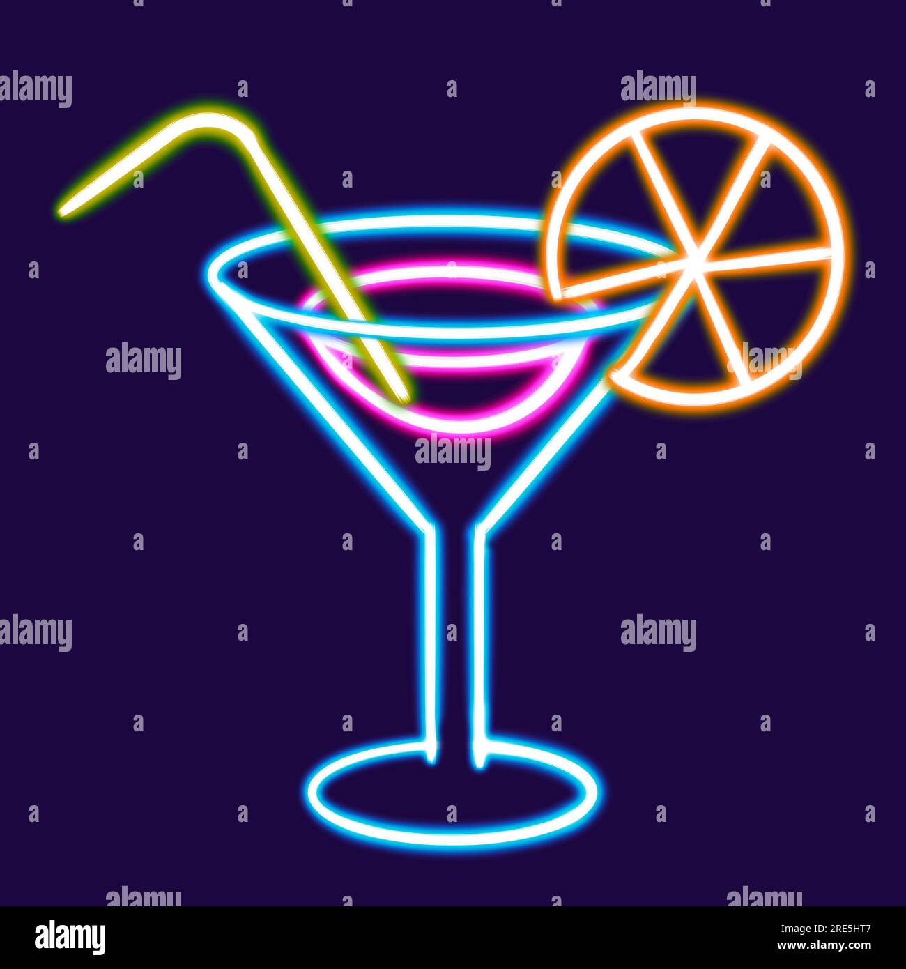 cocktail glowing desktop icon, juice neon sticker, neon figure, glowing ...