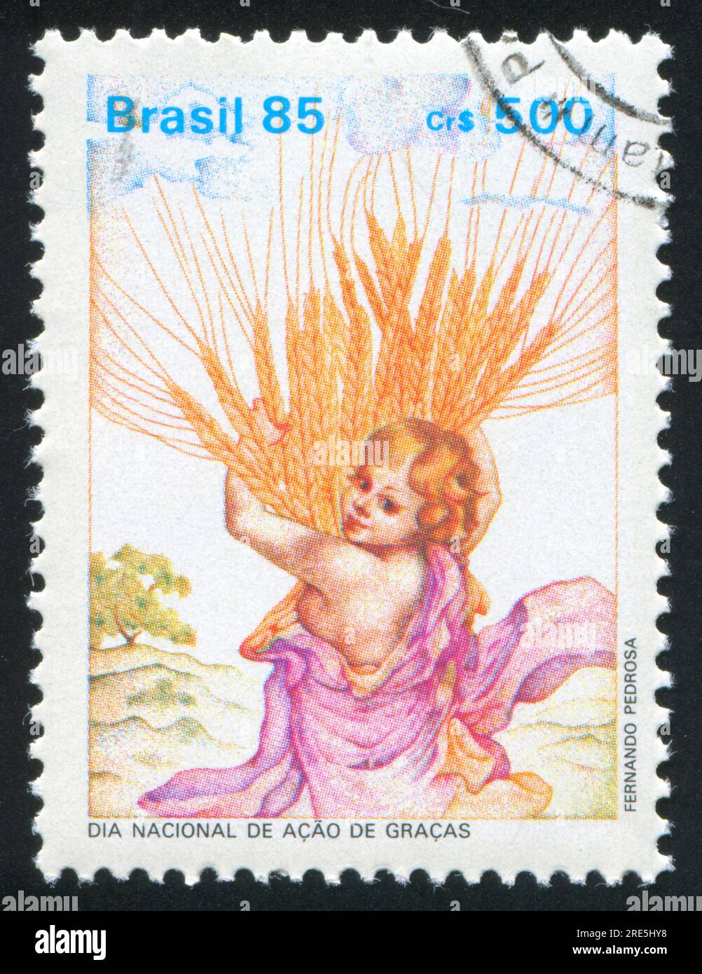 BRAZIL - CIRCA 1985: stamp printed by Brazil, shows Thanksgiving Day ...