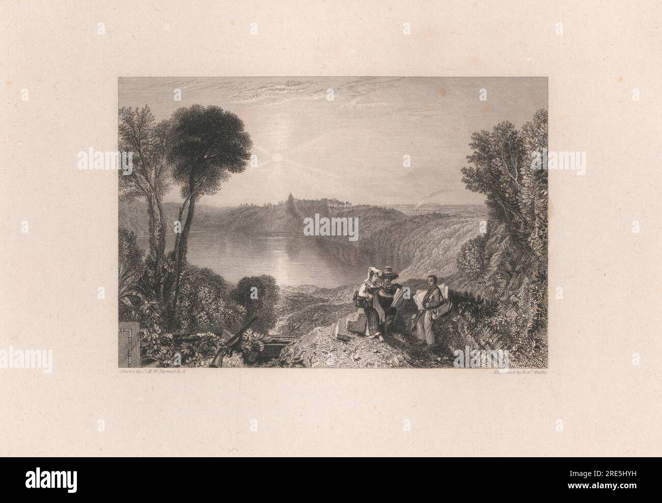 Lake Albano 1828 by Robert William Wallis Stock Photo - Alamy