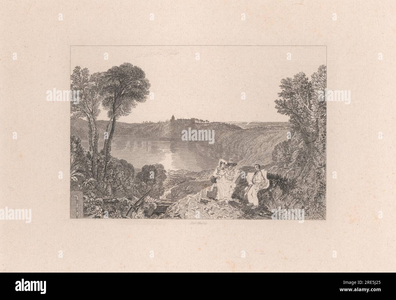 Lake Albano 1828 by Robert William Wallis Stock Photo - Alamy