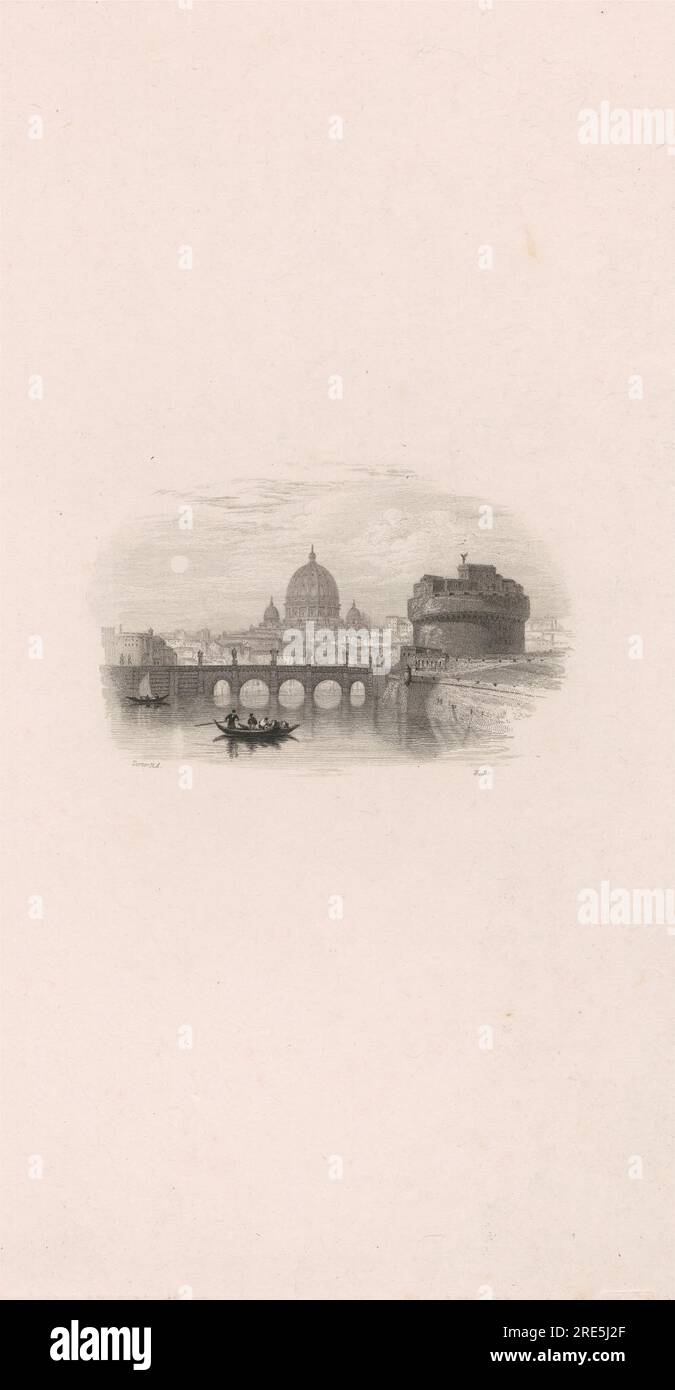Rome, Castle of St. Angelo (vignette) 1830 by Robert William Wallis ...