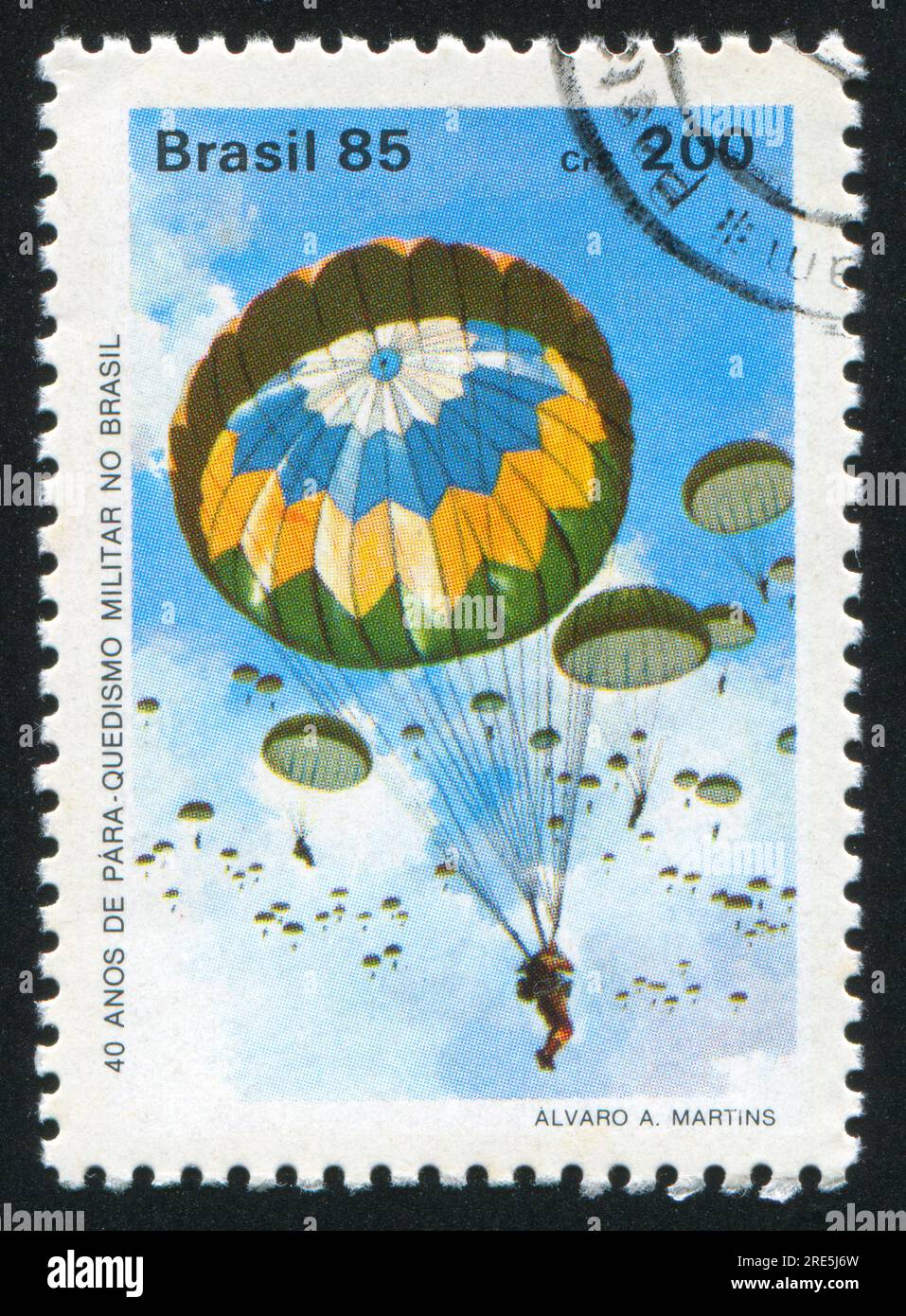 BRAZIL - CIRCA 1985: stamp printed by Brazil, shows skydiving, circa ...