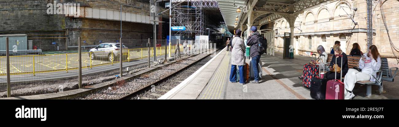 Passengers Waiting on Platform, Waverley Station, Edinburgh, Scotland ...
