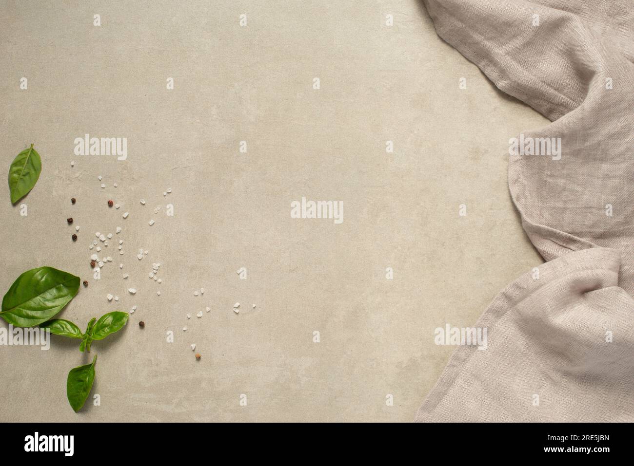 Gray cooking background with spices, oil and other kitchen tools Stock ...