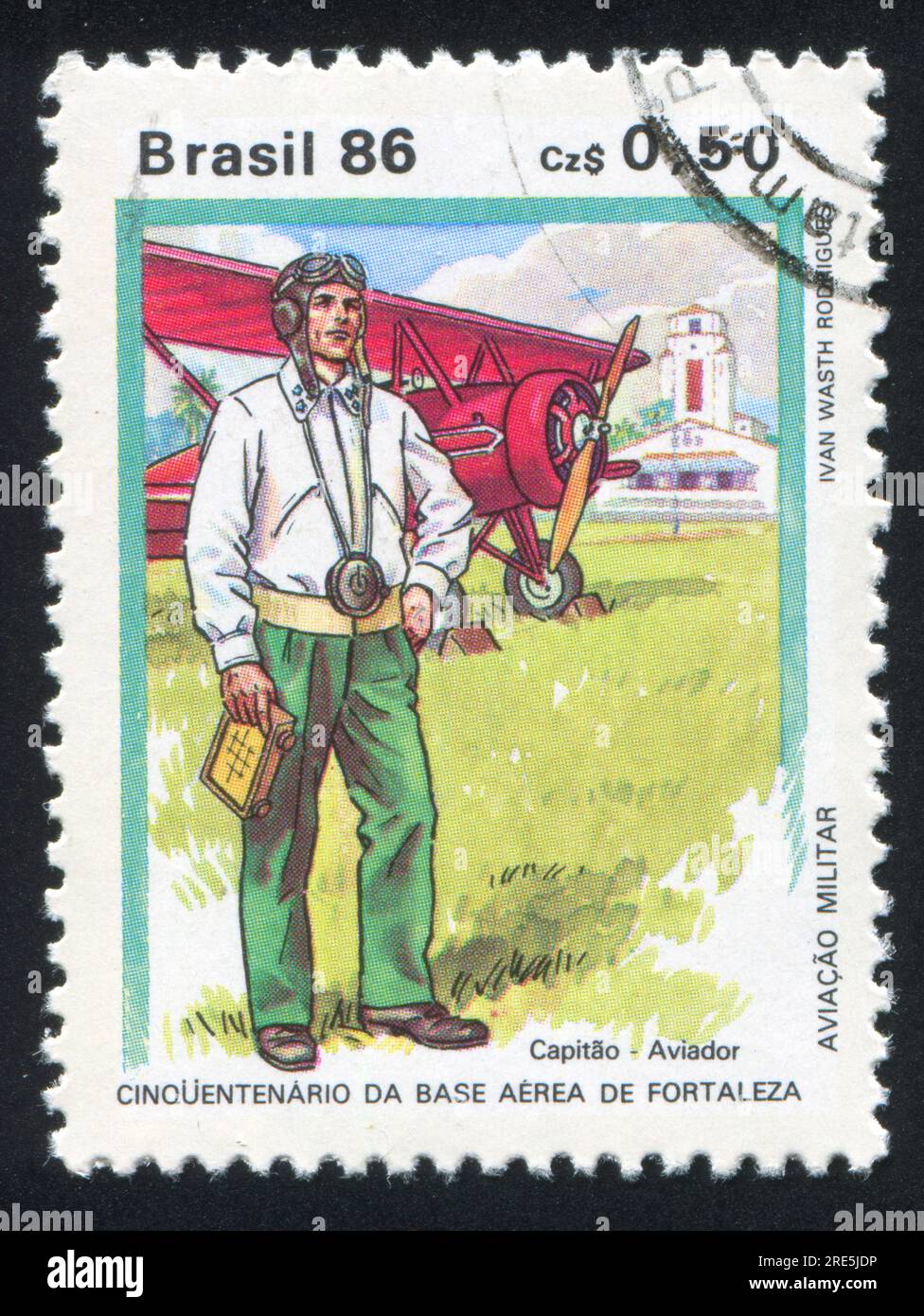 BRAZIL - CIRCA 1986: stamp printed by Brazil, shows pilot, circa 1986 ...