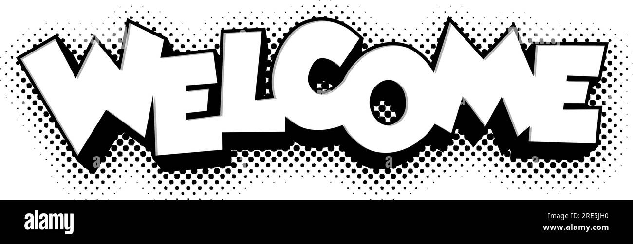 White welcome sign over halftone shadow. Vector on transparent ...