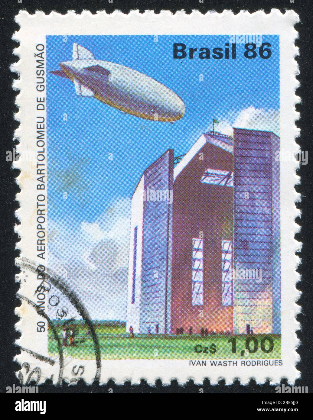 BRAZIL - CIRCA 1986: stamp printed by Brazil, shows zeppelin, circa ...