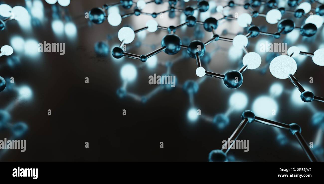 Metallic model of molecular structure on mirrored background Stock ...