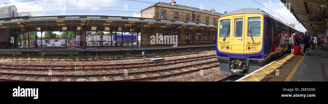 Avanti West Coast train to Blackpool North, at Preston Station, Lancs ...