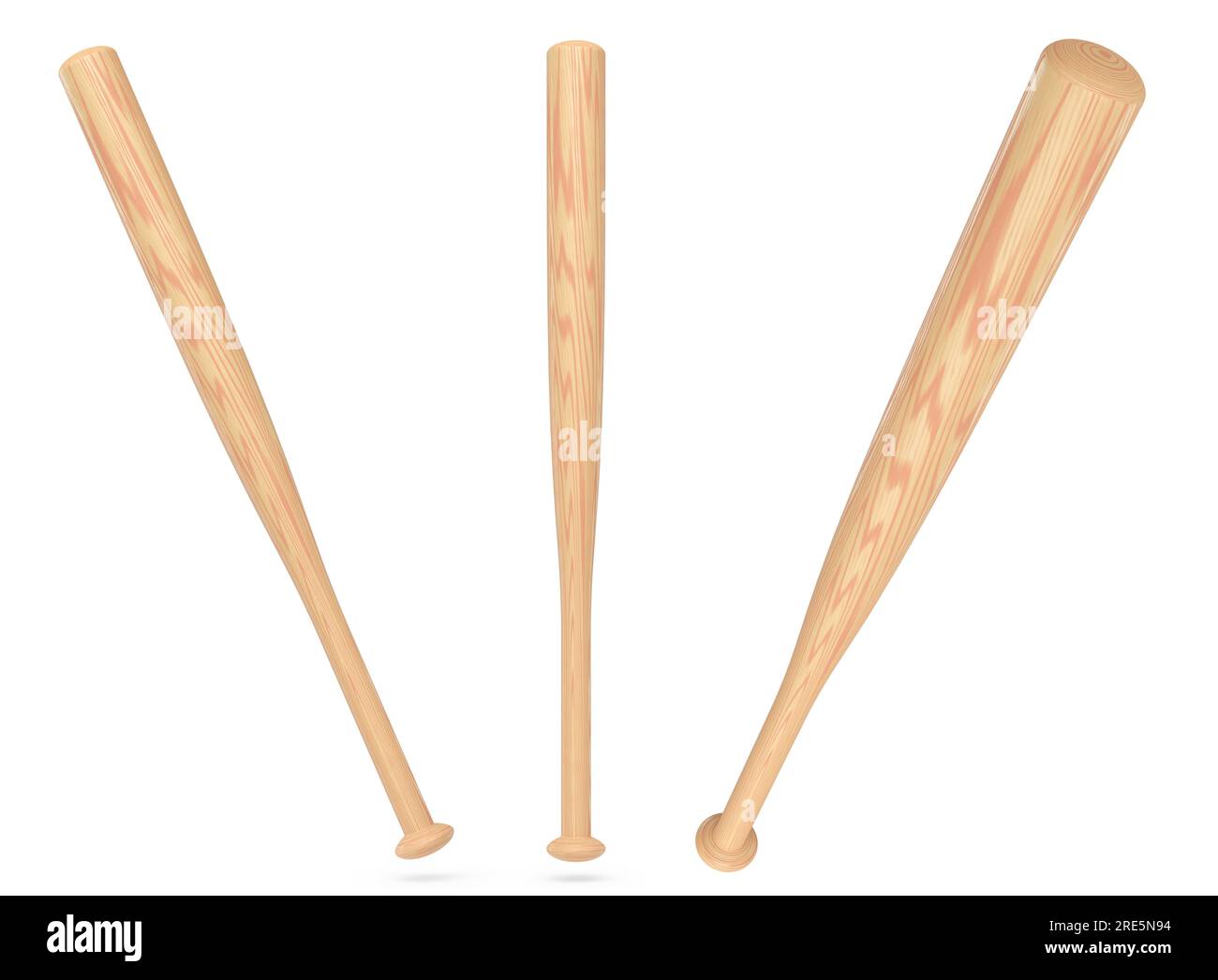 Set of professional softball or baseball bats isolated on white ...