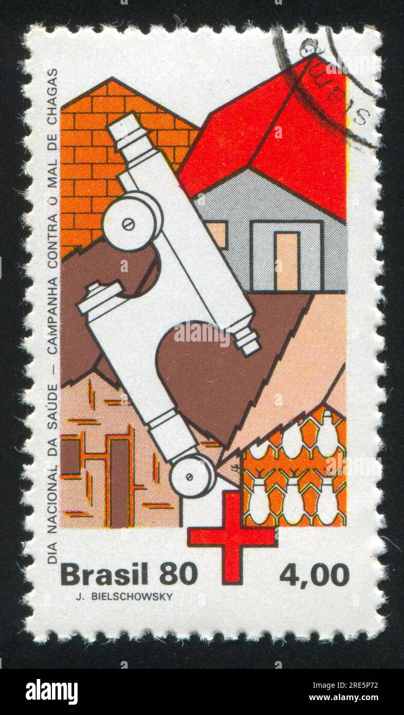 BRAZIL - CIRCA 1980: stamp printed by Brazil, shows microscope, circa ...