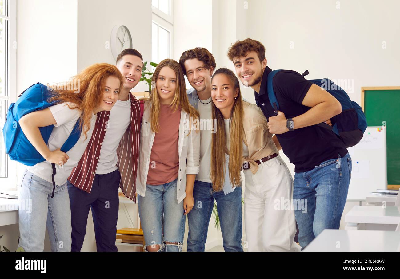 Group portrait of happy diverse school, college or university students ...