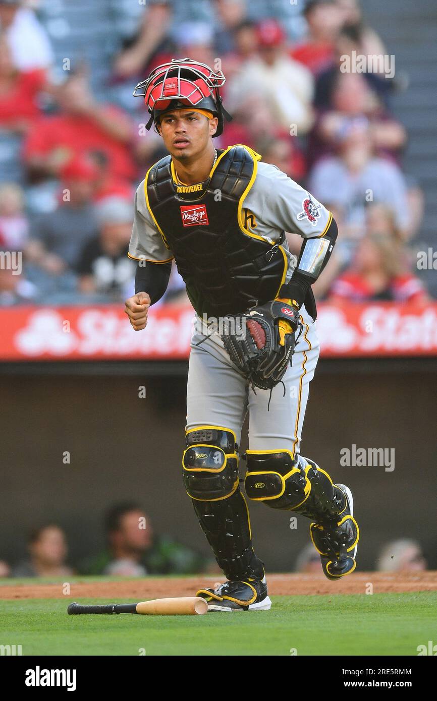 ANAHEIM, CA - JULY 22: Pittsburgh Pirates catcher Endy Rodriguez (25 ...
