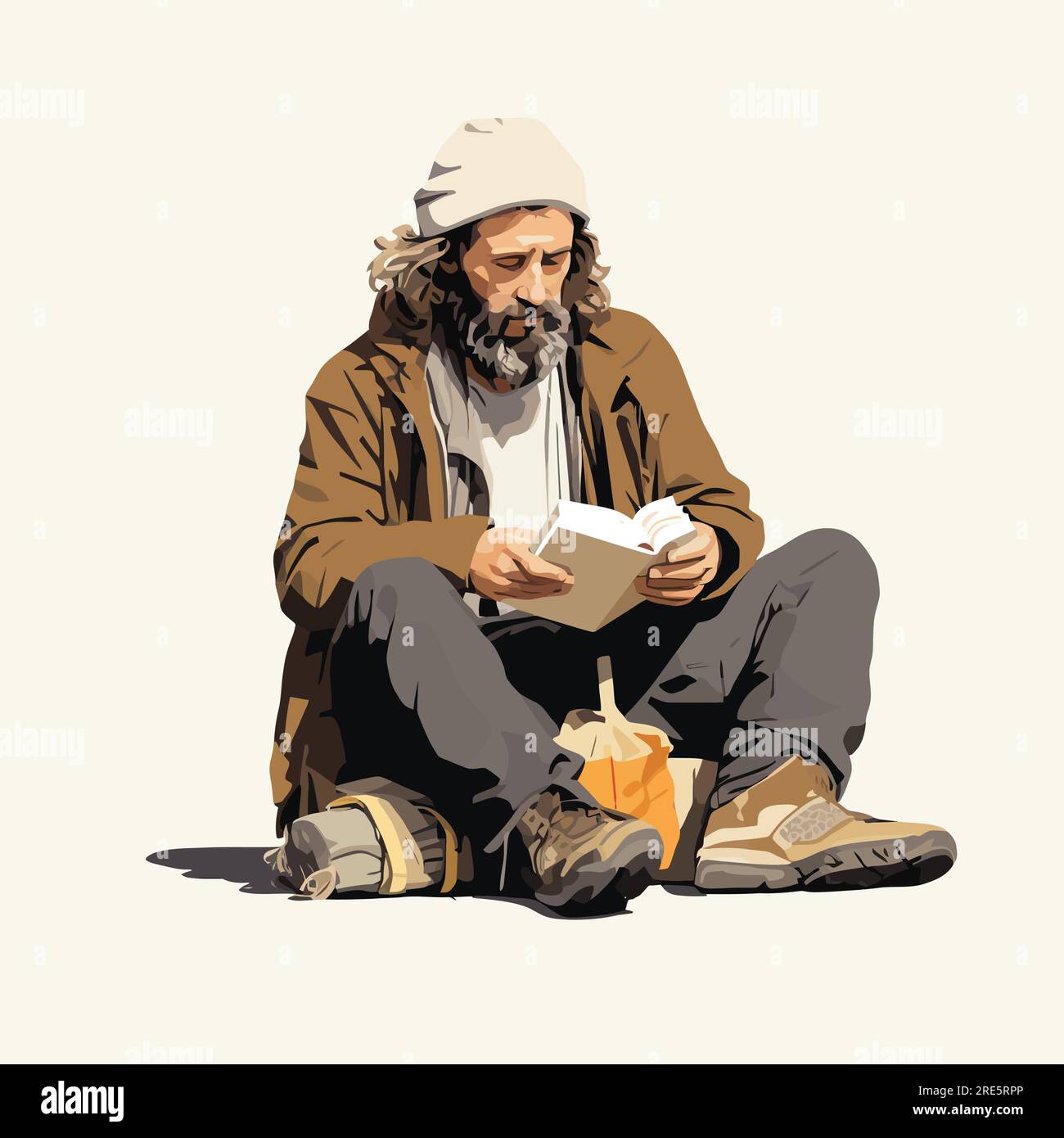 Reading homeless man Stock Vector Images - Alamy