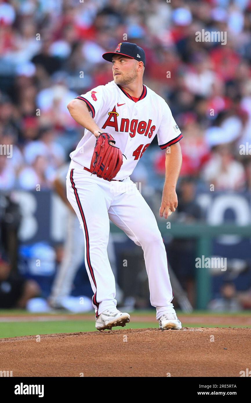 ANAHEIM, CA - JULY 22: Los Angeles Angels pitcher Reid Detmers (48 ...