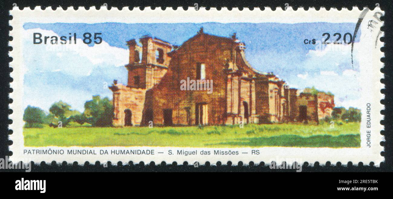 BRAZIL - CIRCA 1985: stamp printed by Brazil, shows St. Miguel des ...