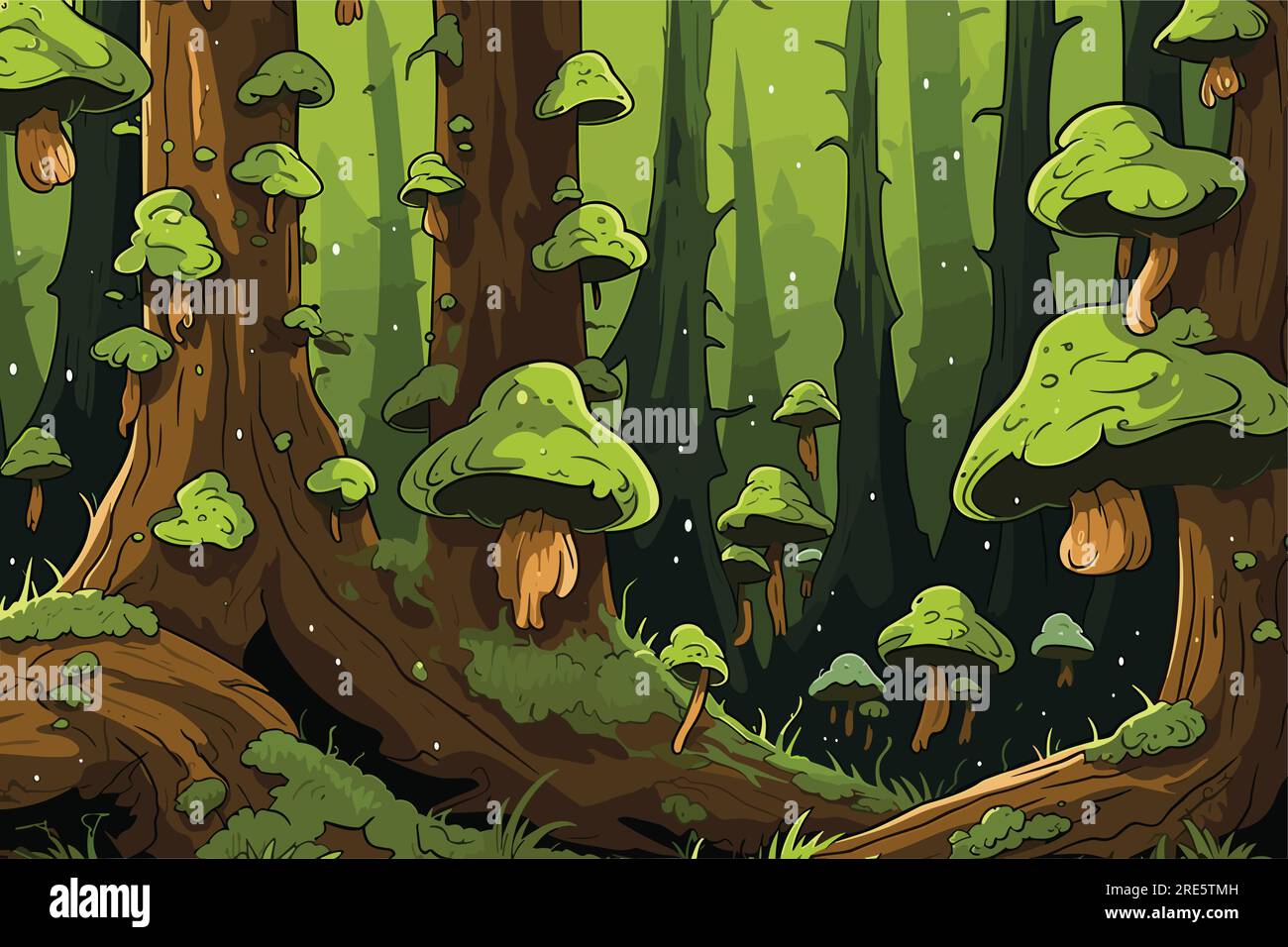 Tree stump moss with mushroom Stock Vector Images - Alamy