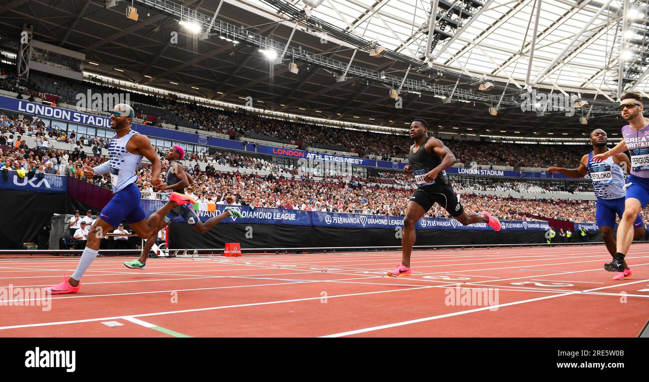 Emmanuel Matadi of Liberia competing in the men’s 200m at the Wanda ...