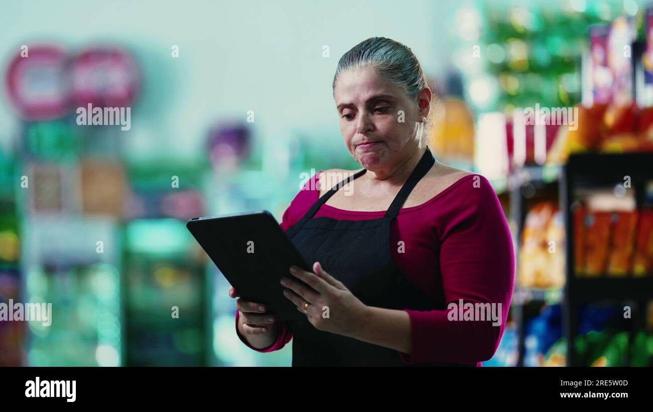 Stressed female entrepreneur owner of small business struggling with ...