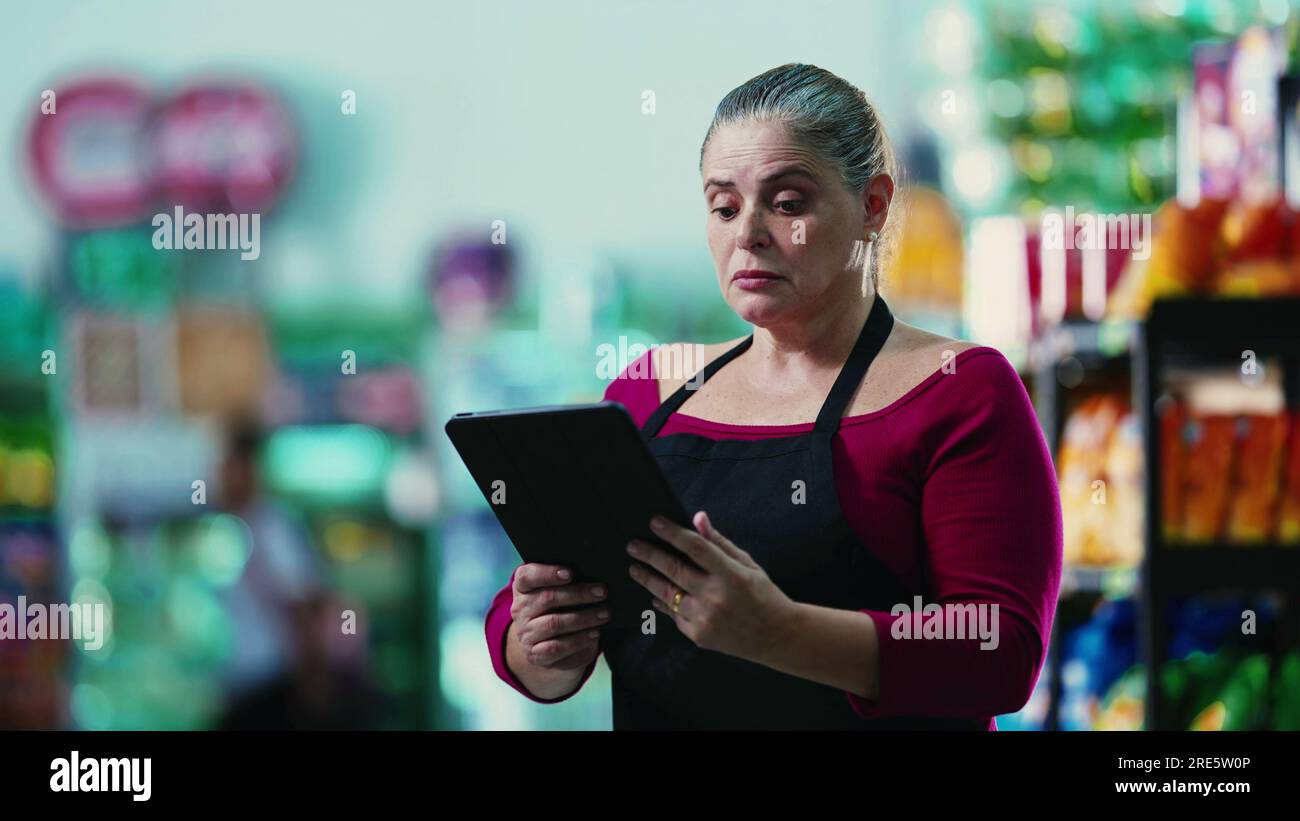 Stressed female entrepreneur owner of small business struggling with ...