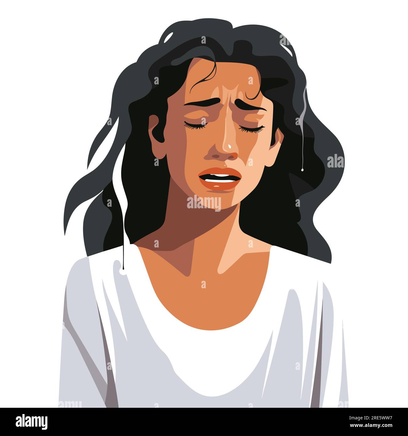 Young woman crying sad depressed Stock Vector Images - Alamy