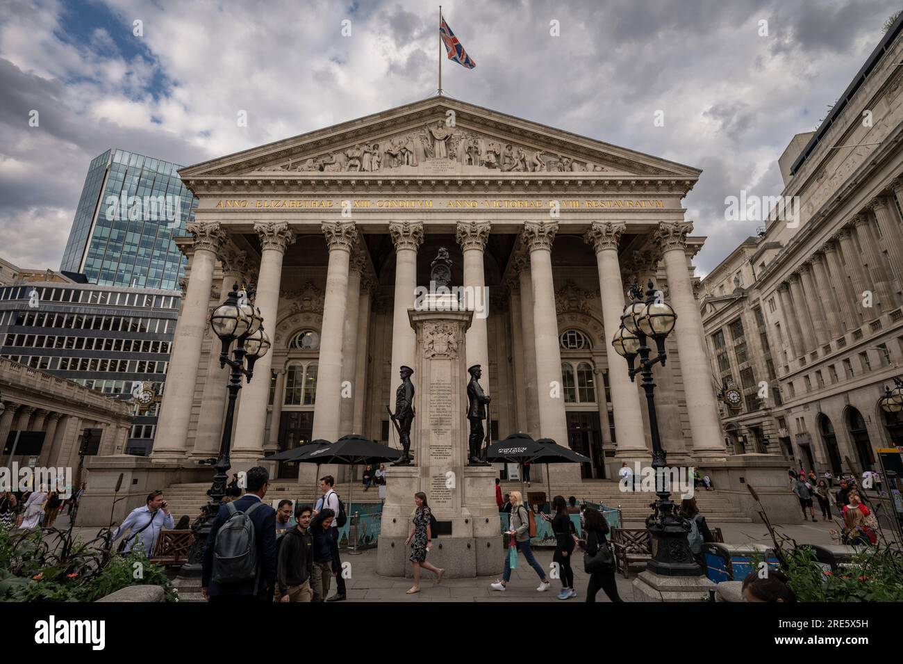 London, UK: The Royal Exchange in the City of London located at Bank ...