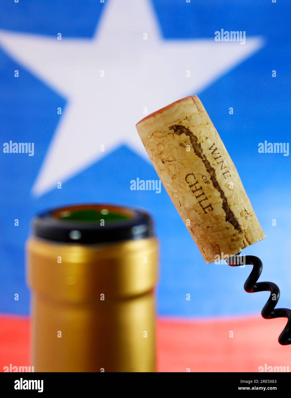 Wine of Chile and background flag Stock Photo - Alamy