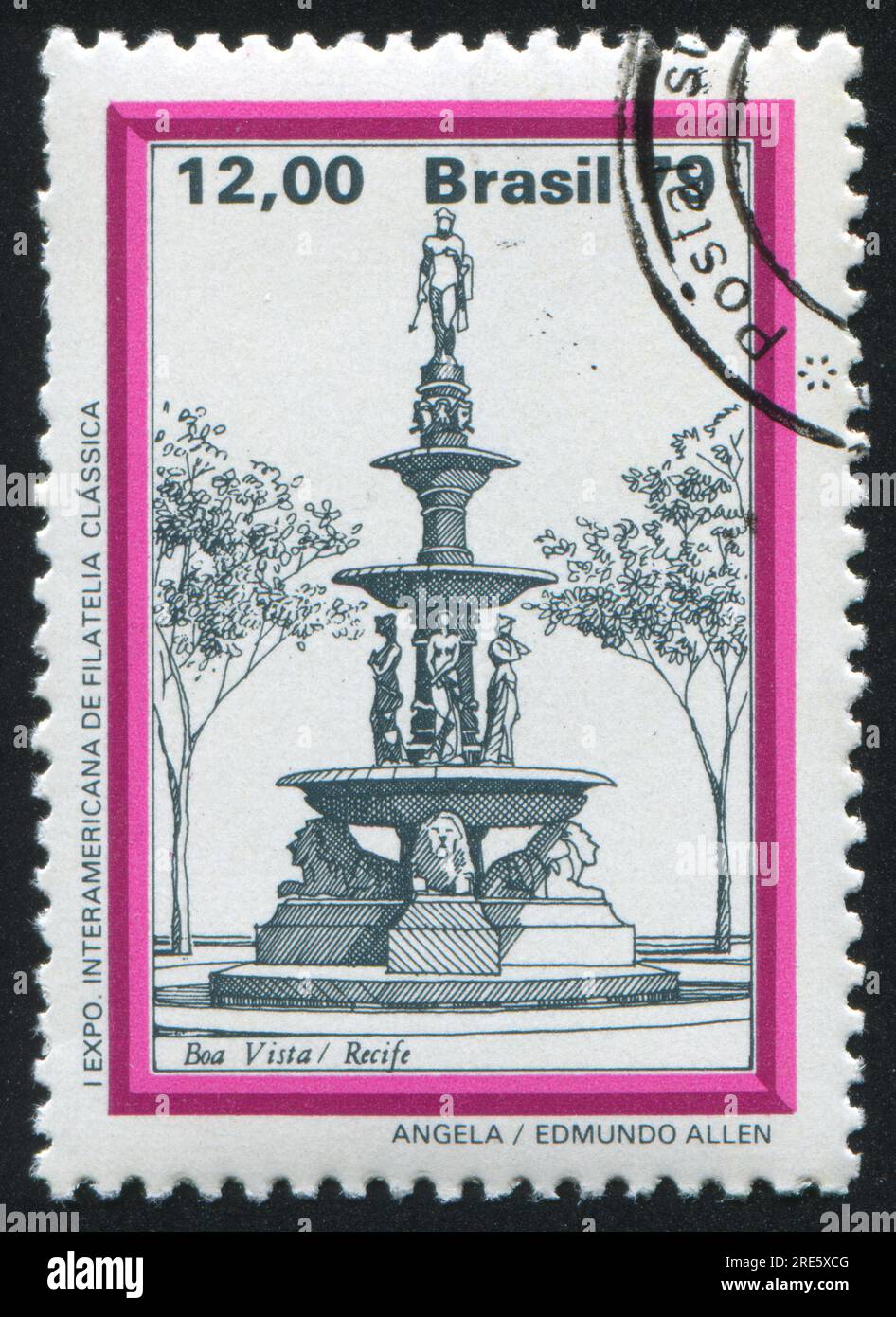 BRAZIL - CIRCA 1979: stamp printed by Brazil, shows fountain Boa Vista ...
